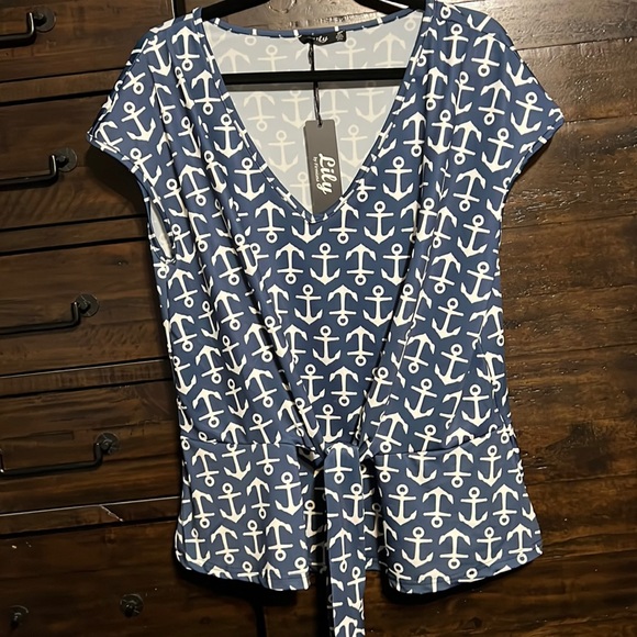 Lily | Tops | Anchor Blouse Top Nwt | Poshmark